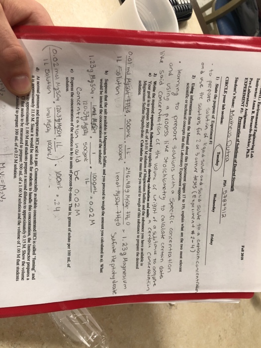 Solved Environmental Engineering Lab Instructor: Anma R. | Chegg.com