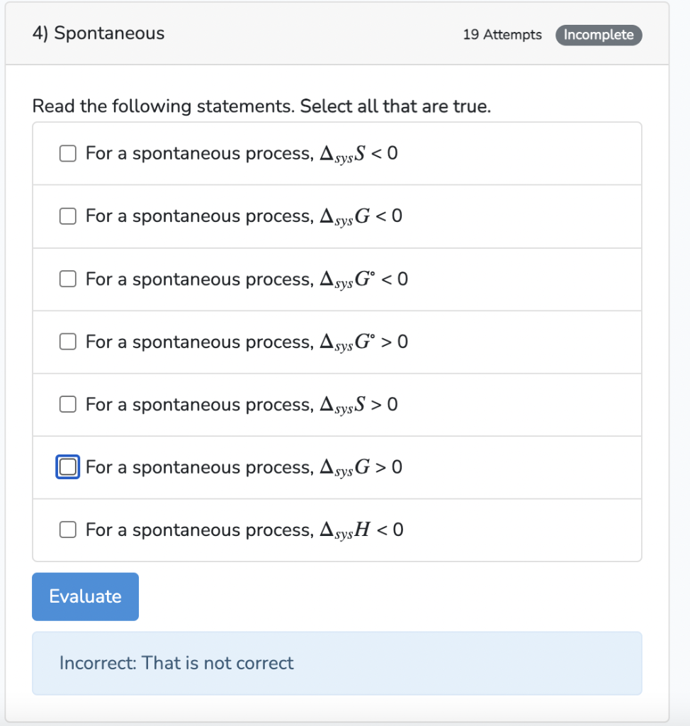 Solved 4) Spontaneous 19 Attempts Read the following | Chegg.com