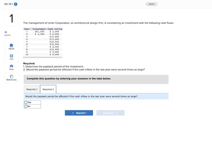 Solved EX 13-1 The management of Unter Corporation, an | Chegg.com