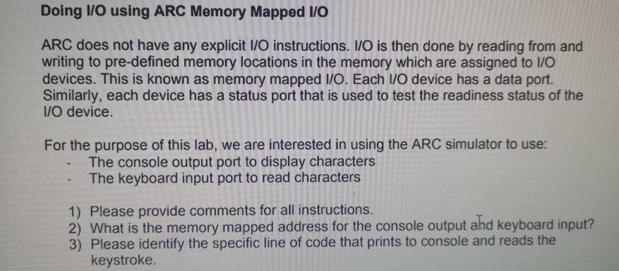 CPS310 - COMPUTER ORGANIZATION || LAB 3 ARC MEMORY | Chegg.com