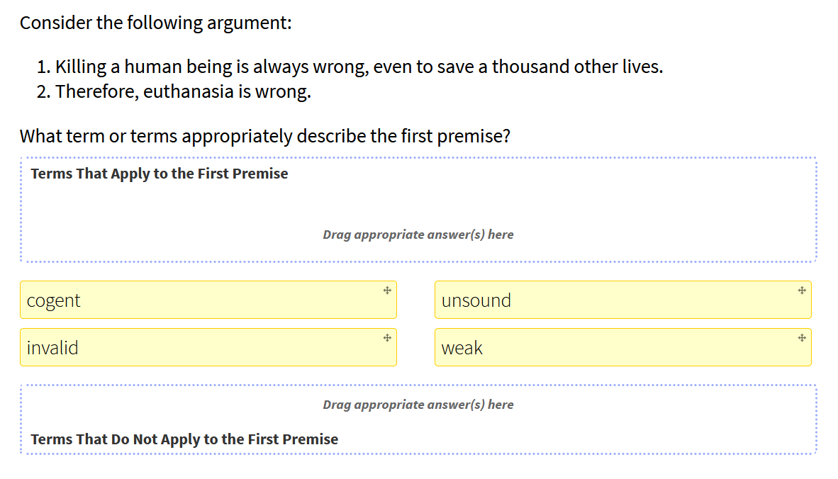 Solved Consider the following argument: 1. Killing a human | Chegg.com