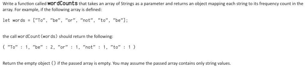 Solved Write a function called wordCounts that takes an | Chegg.com