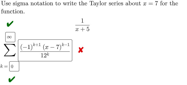 Solved Use sigma notation to write the Taylor series about = | Chegg.com