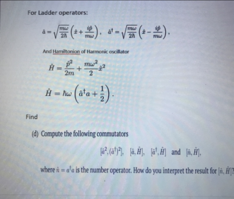 Solved For Ladder operators: | Chegg.com