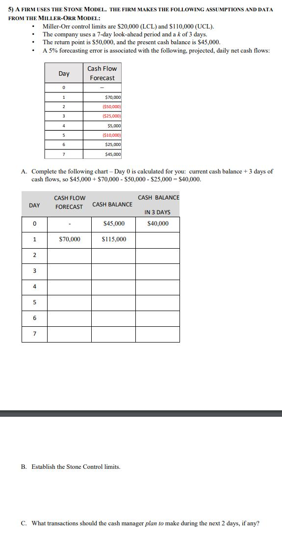 Solved 5) A FIRM USES THE STONE MODEL. THE FIRM MAKES THE | Chegg.com