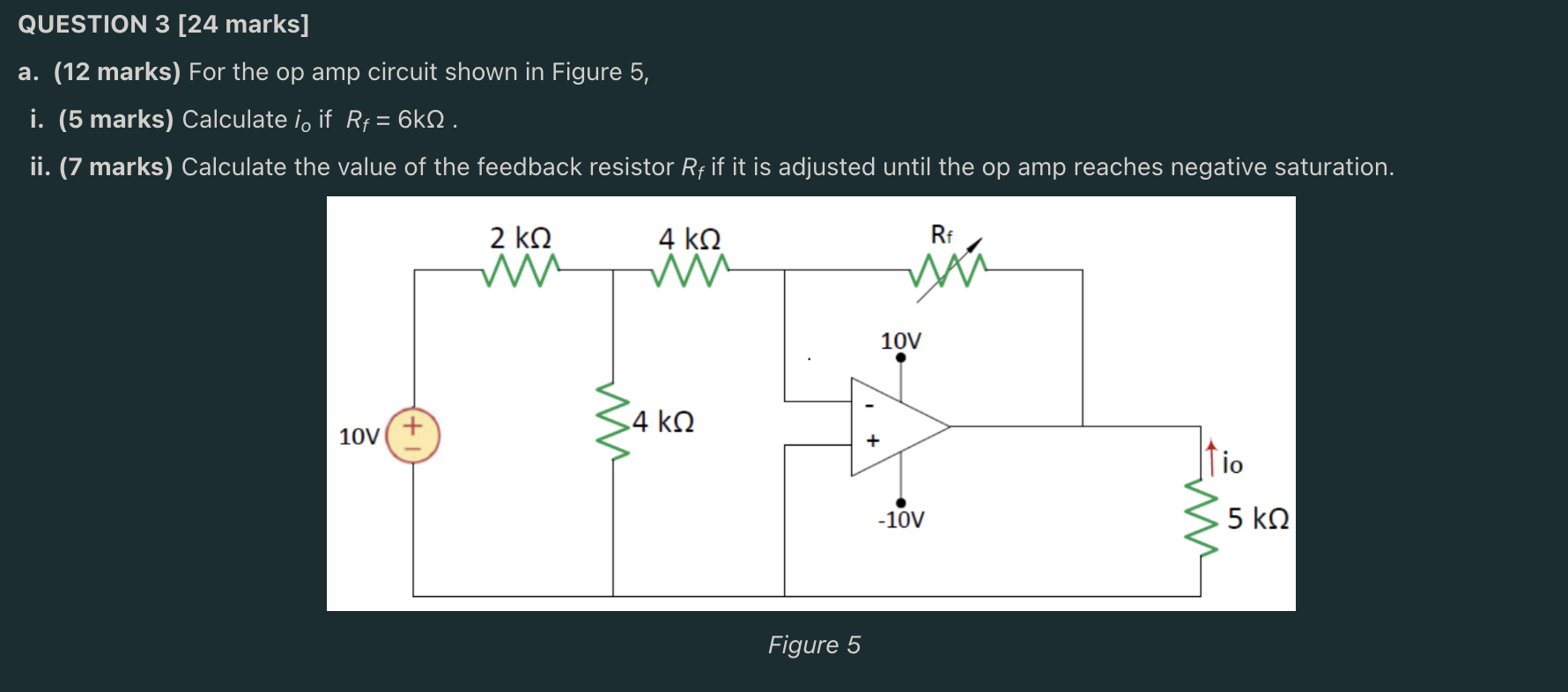 Solved QUESTION 3 [24 marks] a. (12 marks) For the op amp | Chegg.com