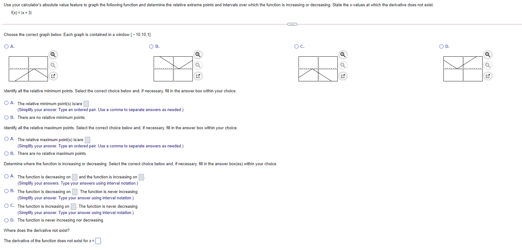 Solved Use your calculator's absolute value feature to graph | Chegg.com