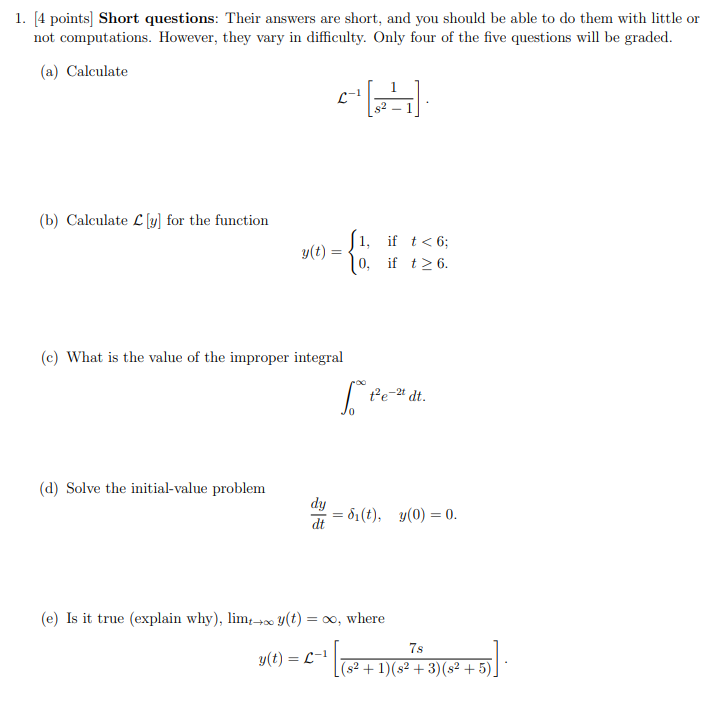 Solved 1. [4 points] Short questions: Their answers are | Chegg.com