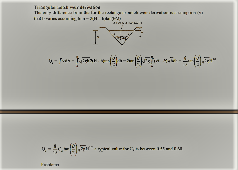 Solved Rectangular notch weir derivation The basis of the | Chegg.com