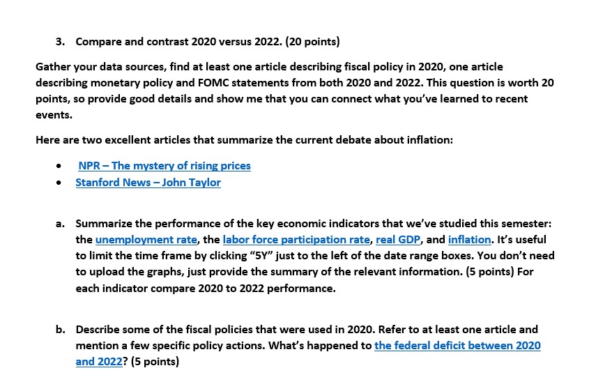 Solved 3. Compare and contrast 2020 versus 2022 . (20 | Chegg.com