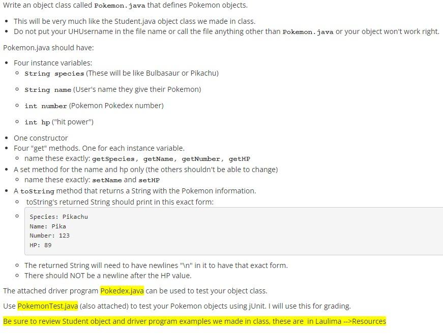 Solved Pokedex.java: import java.util.Random; /** * | Chegg.com