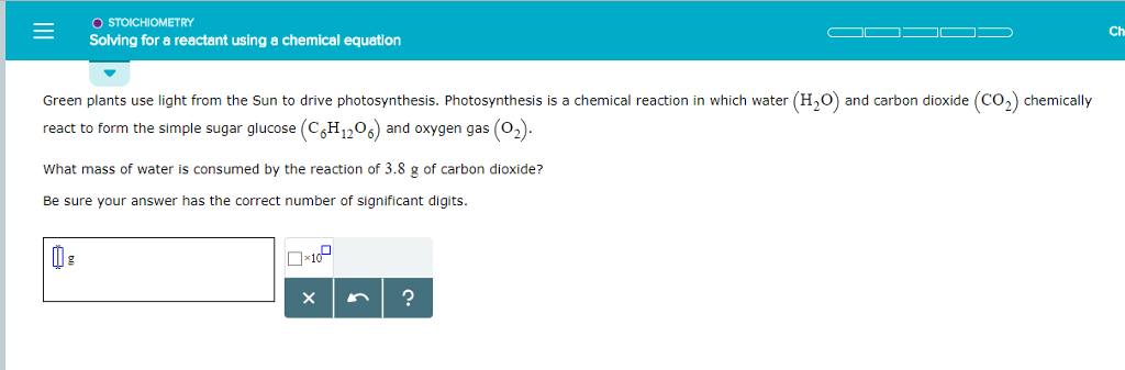 Solved O STOICHIOMETRY Ch -Solving for a reactant using a | Chegg.com