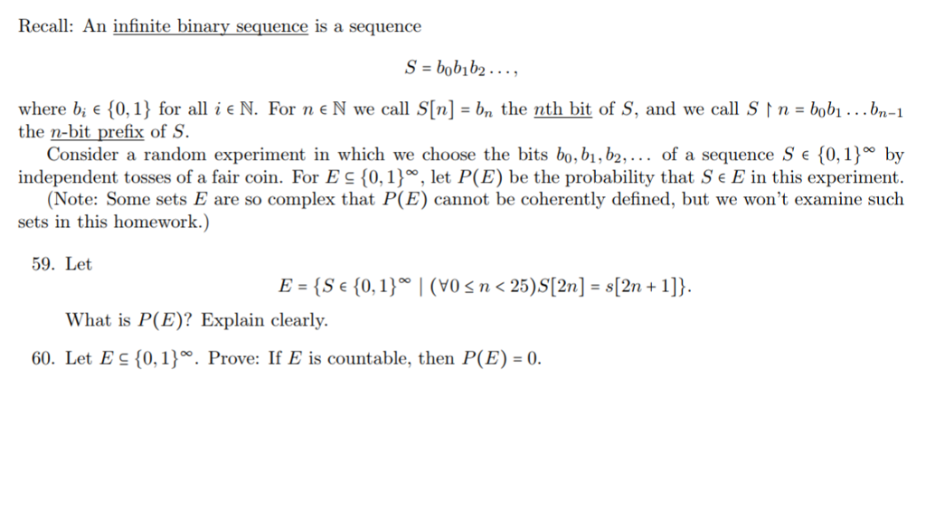 Solved Recall: An infinite binary sequence is a sequence | Chegg.com