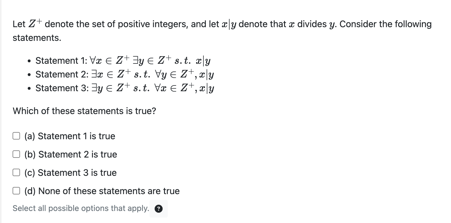 Solved Let Z Denote The Set Of Positive Integers And Let