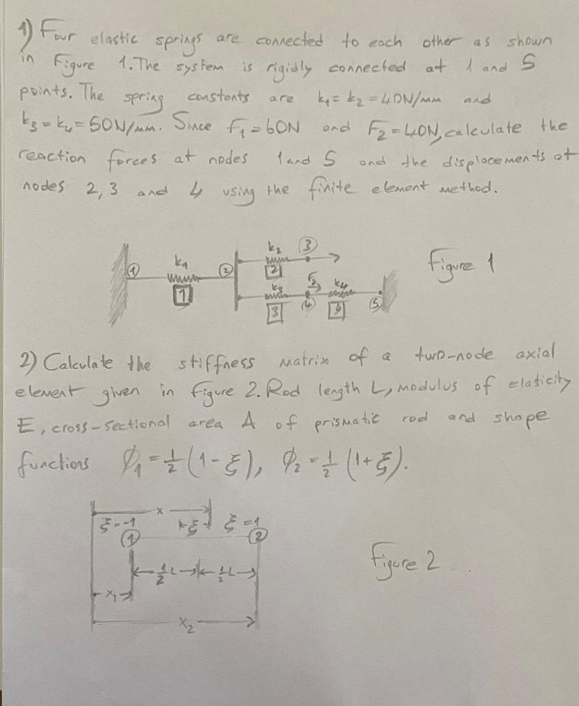 Solved elastic shown l and s Four springs are connected to | Chegg.com