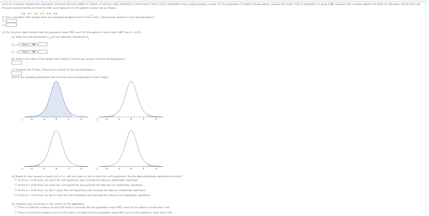 e past several months and that the RBC count data | Chegg.com