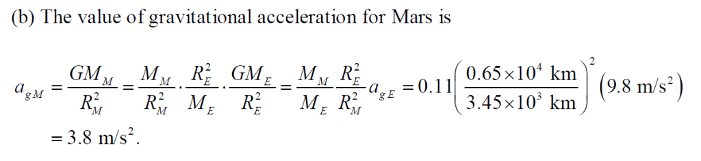 Solved At probelem (b) when I use first equation a=GM/R^2 | Chegg.com