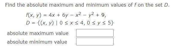 Solved Find the absolute maximum and minimum values off on | Chegg.com