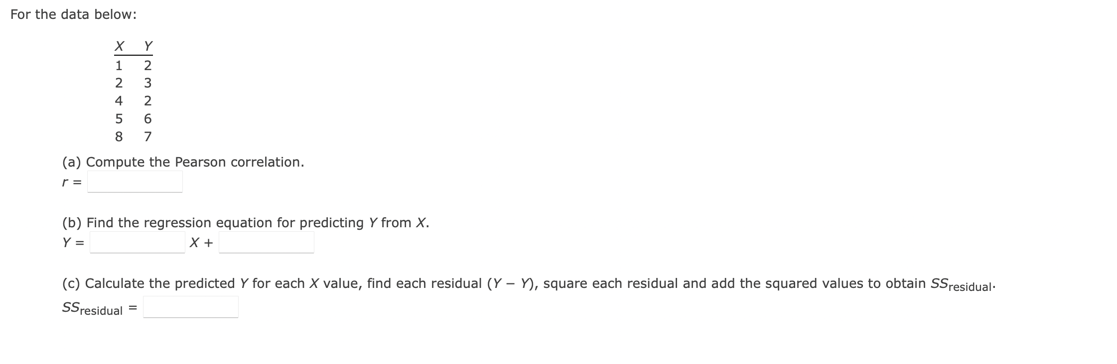 Solved For the data below: (a) Compute the Pearson | Chegg.com