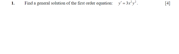 Solved Find a general solution of the first order equation: | Chegg.com