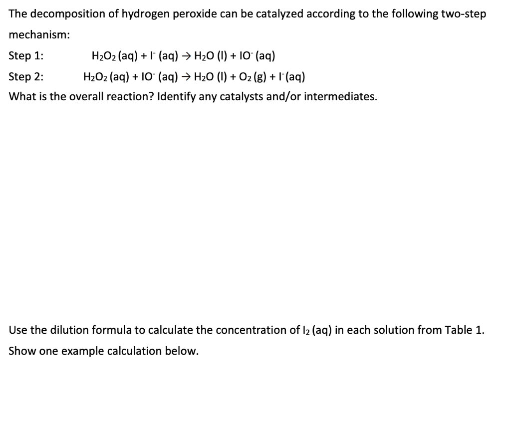Solved The decomposition of hydrogen peroxide can be | Chegg.com