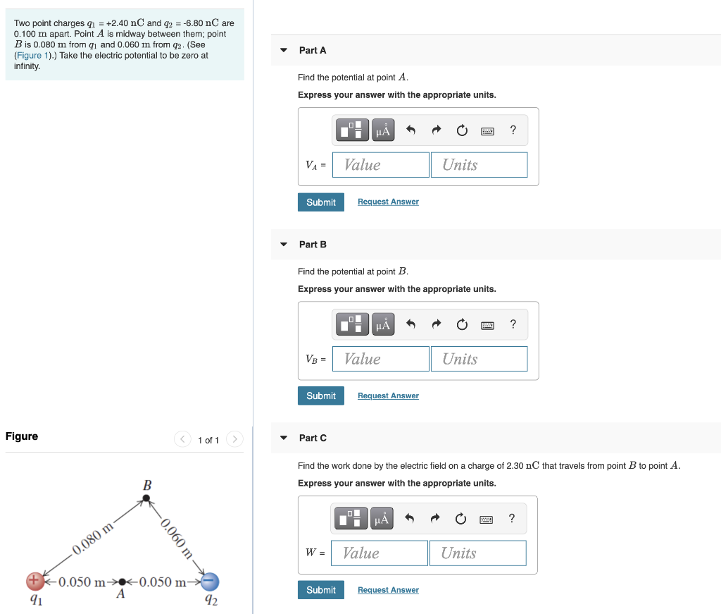 Solved Two point charges q1 = +2.40 nC and q2 = -6.80 nC are | Chegg.com