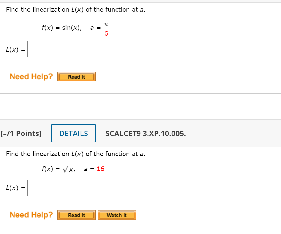 Solved Find the linearization L(x) of the function at f(x) = | Chegg.com