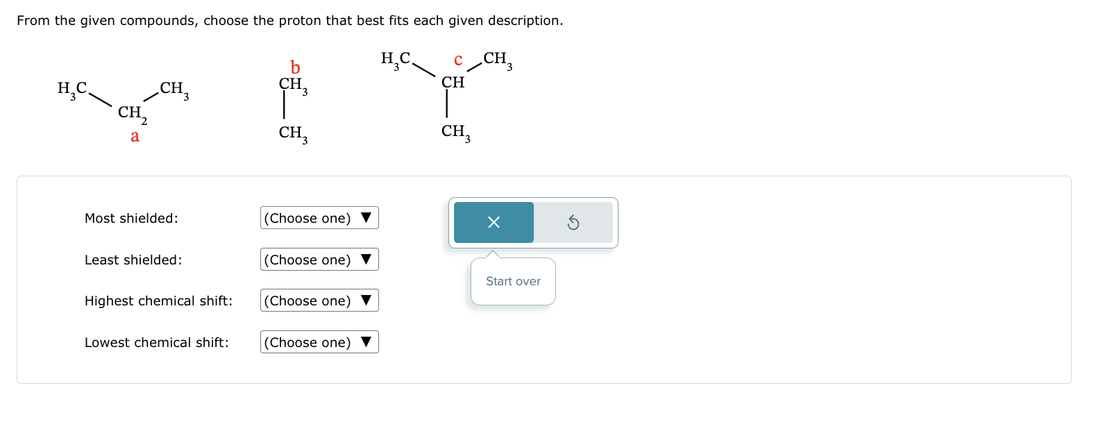 Solved From the given compounds, choose the proton that best | Chegg.com