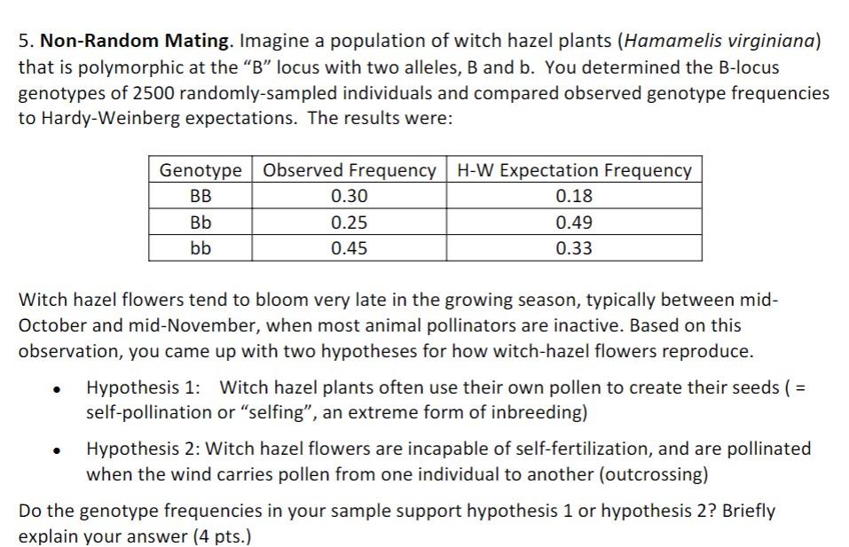 Solved 5. Non-Random Mating. Imagine a population of witch | Chegg.com