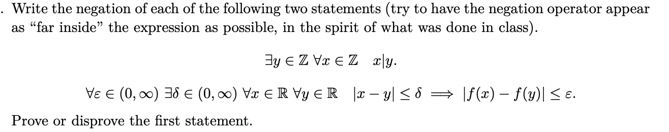 Solved Write the negation of each of the following two | Chegg.com
