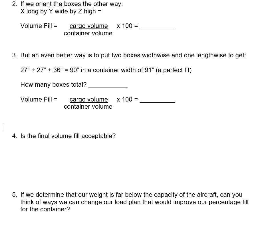 Solved In the following example, we load a 40 foot container | Chegg.com