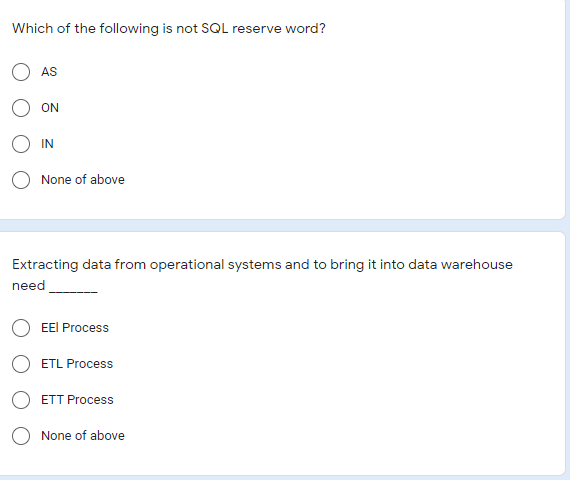 Solved Which of the following is not SQL reserve word? AS ON | Chegg.com