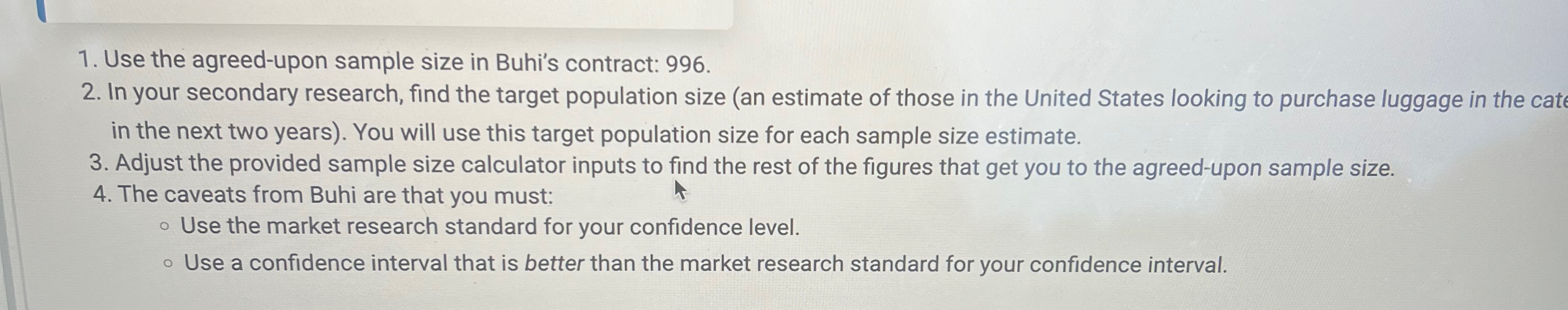 1. Use the agreed-upon sample size in Buhi's | Chegg.com