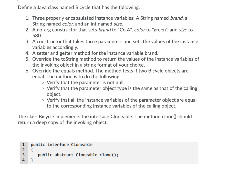 Solved Define a Java class named Bicycle that has the | Chegg.com