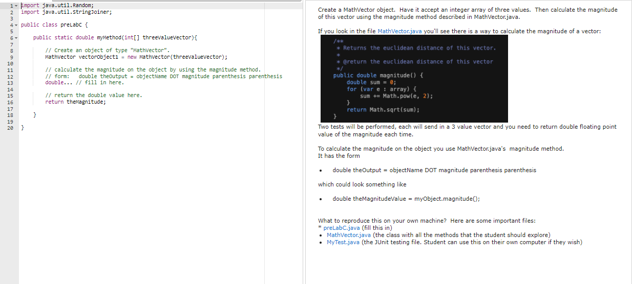 Solved Create a MathVector object. Have it accept an integer | Chegg.com