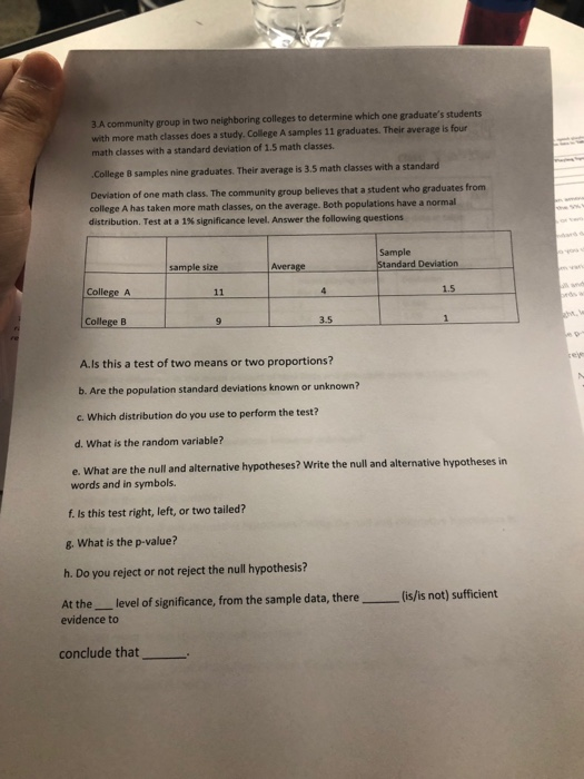 Solved 3.A community group in two neighboring colleges to | Chegg.com