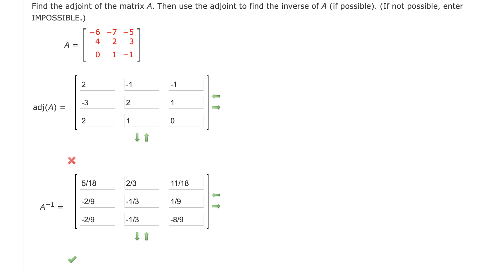 Solved Find the adjoint of the matrix A. Then use the | Chegg.com