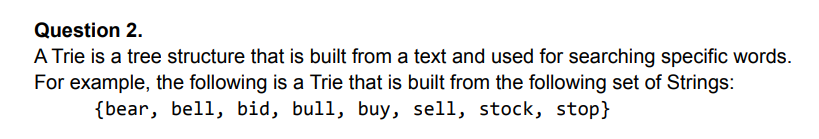 Solved Question 2. A Trie is a tree structure that is built | Chegg.com
