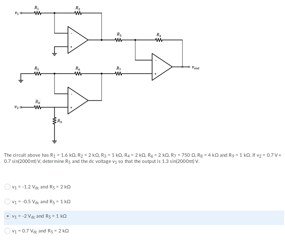 Solved R2 R1 R4 R3 Vout R7 R6 Rs 2G The circuit above has R1 | Chegg.com