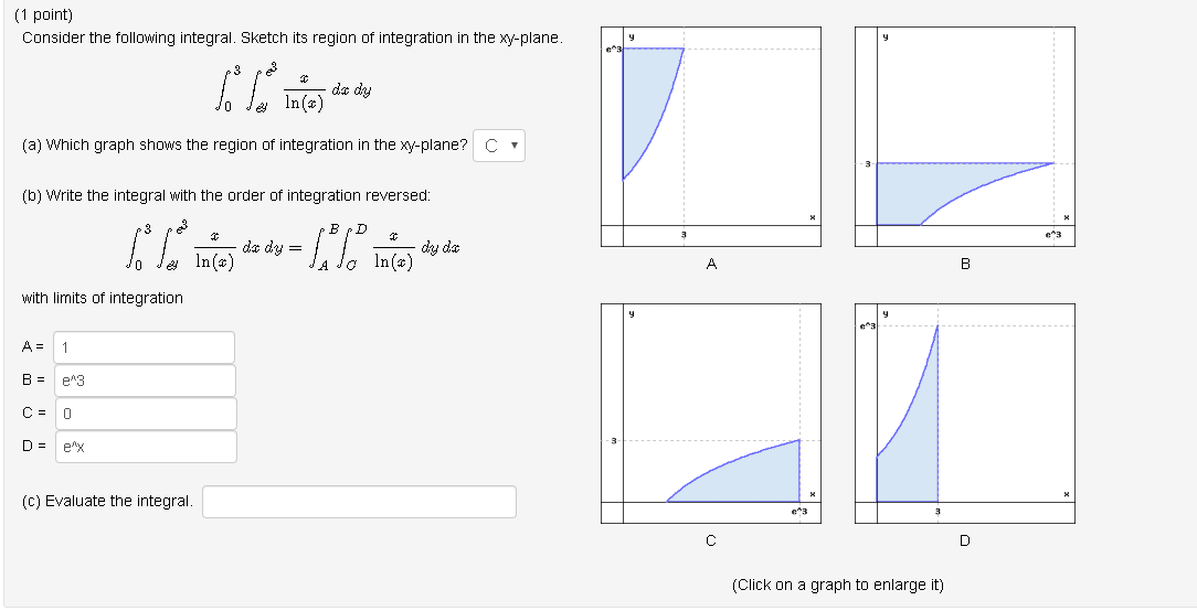 Solved (1 point) Consider the following integral. Sketch its | Chegg.com