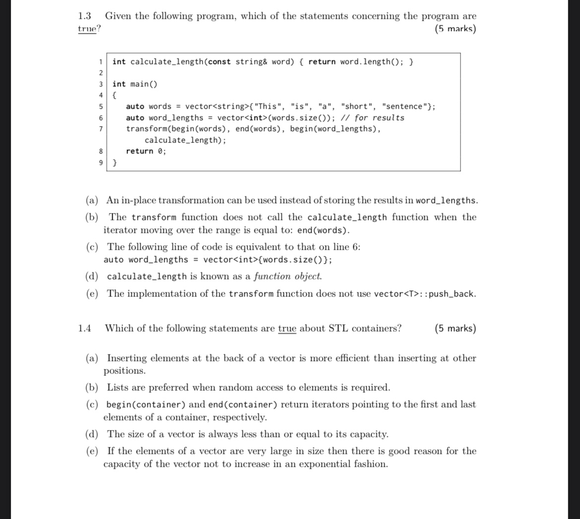 Solved 1.3 Given the following program, which of the | Chegg.com
