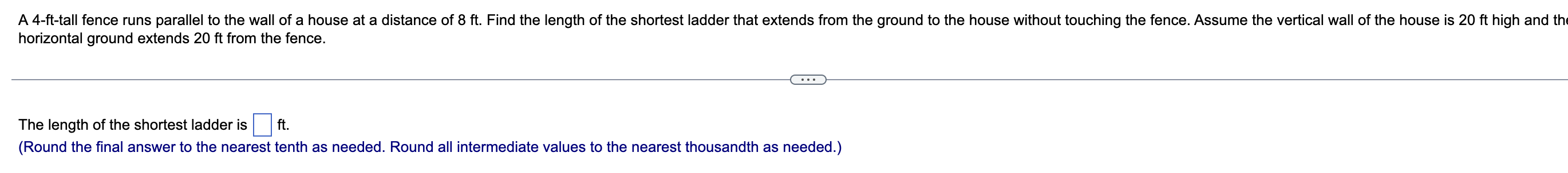Solved A 4-ft-tall fence runs parallel to the wall of a | Chegg.com