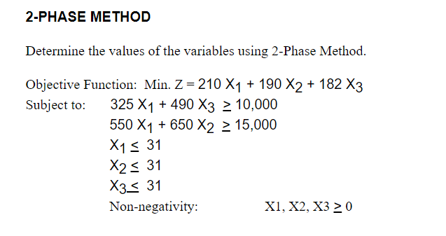 Solved Determine the values of the variables using 2-Phase | Chegg.com