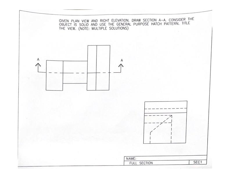Solved GIVEN PLAN VIEW AND RIGHT ELEVATION. DRAW SECTION | Chegg.com