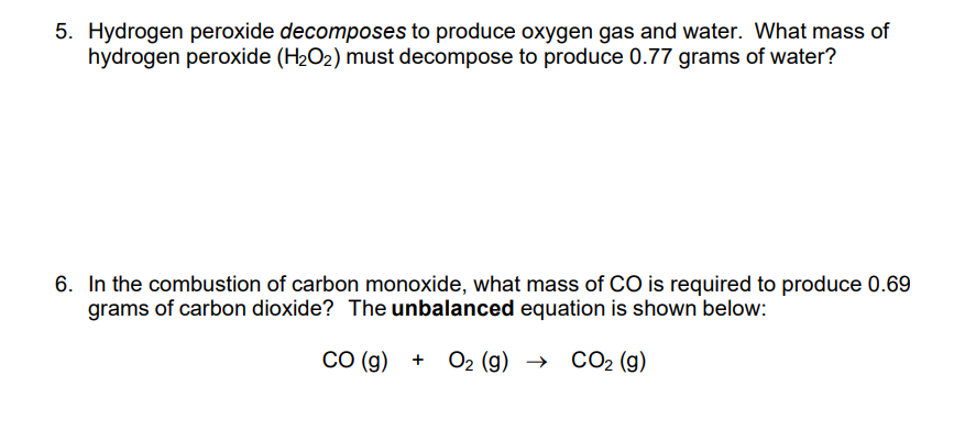 Solved 5. Hydrogen peroxide decomposes to produce oxygen gas | Chegg.com