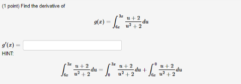 Solved (1 ﻿point) ﻿Find the derivative | Chegg.com