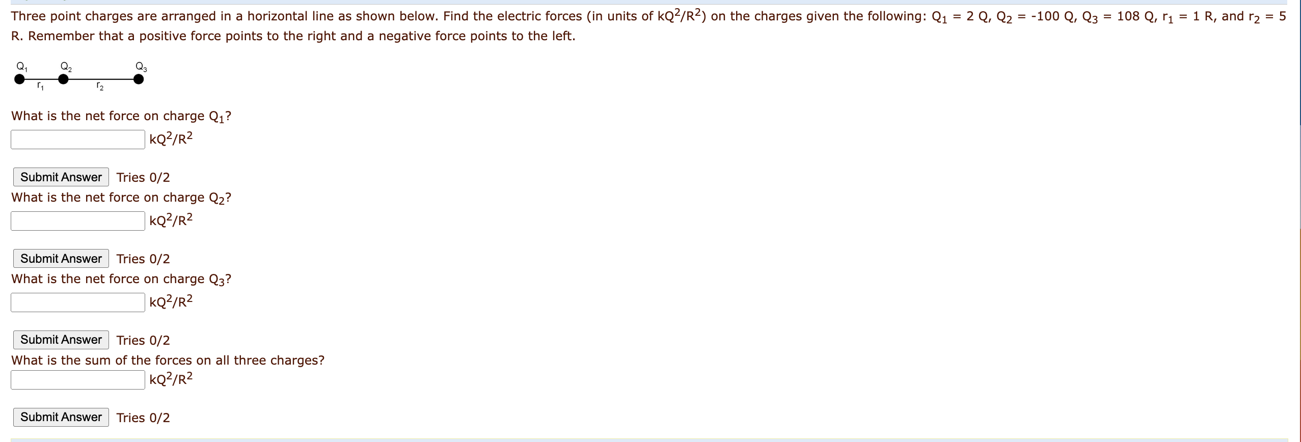 Solved R. Remember that a positive force points to the right | Chegg.com