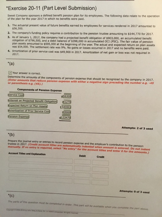 Solved Exercise 20-11 (Part Level Submission) Sweet Company | Chegg.com