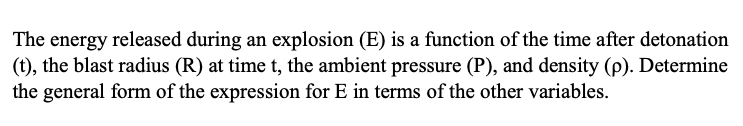 Solved The energy released during an explosion (E) is a | Chegg.com