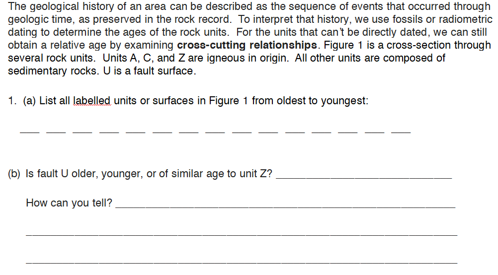 Solved The geological history of an area can be described as | Chegg.com
